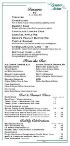 Menus – Green Acres