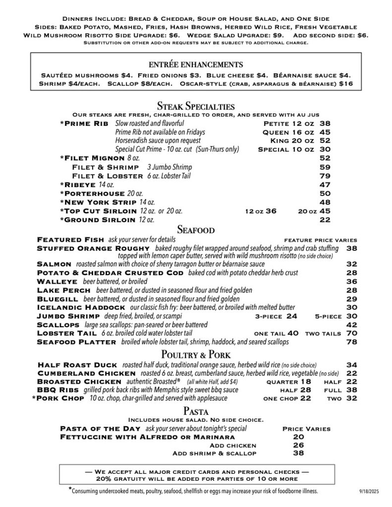 Menus – Green Acres